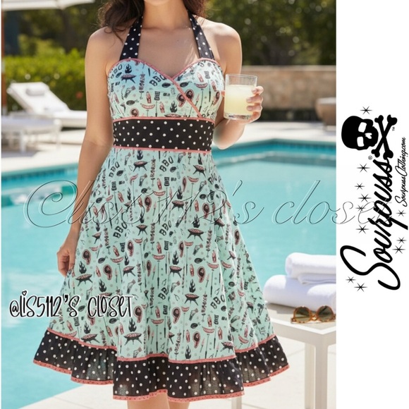 Sourpuss | Dresses | Sourpuss Atomic Meat Kitschy Barbecue Halter ...